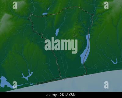 Mono, department of Benin. Elevation map colored in wiki style with ...