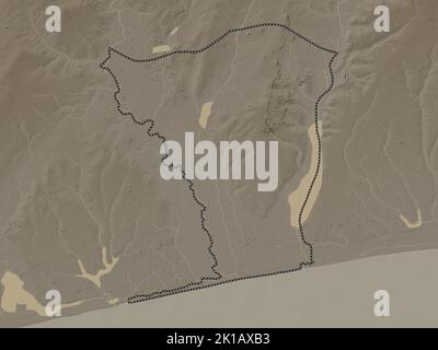 Mono, department of Benin. Colored elevation map with lakes and rivers ...