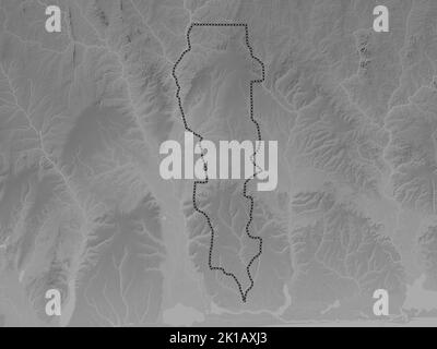 Plateau, department of Benin. Grayscale elevation map with lakes and ...