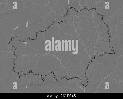Homyel', region of Belarus. Bilevel elevation map with lakes and rivers ...