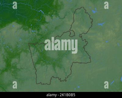 Hrodna, region of Belarus. Colored elevation map with lakes and rivers ...
