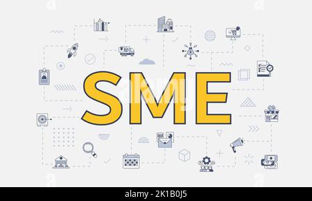 sme small medium enterprise concept with icon set template banner and circle round shape vector ...