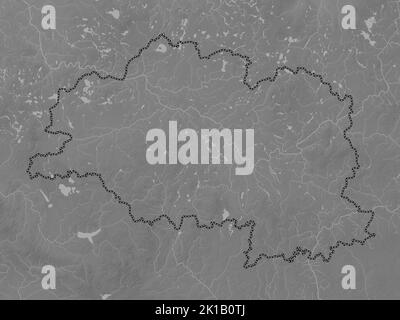 Vitsyebsk, region of Belarus. Grayscale elevation map with lakes and ...