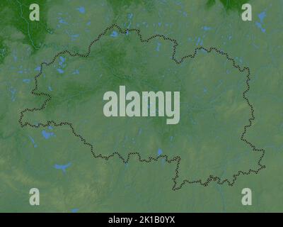 Vitsyebsk, region of Belarus. Colored elevation map with lakes and ...