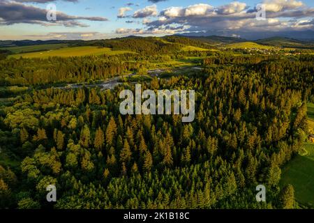 Bialka River in Podhale region, High tatras mountains in Poland at ...