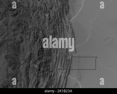 Chuquisaca, department of Bolivia. Elevation map colored in wiki style with lakes and rivers ...