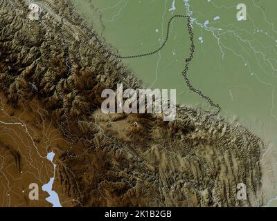 Cochabamba, department of Bolivia. Colored elevation map with lakes and rivers Stock Photo - Alamy