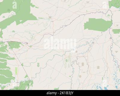 Pando, department of Bolivia. Open Street Map. Locations and names of ...