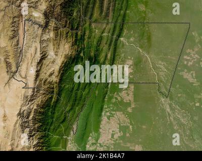 Tarija, department of Bolivia. Low resolution satellite map. Locations ...