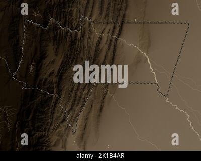 Tarija, department of Bolivia. Colored elevation map with lakes and rivers Stock Photo - Alamy
