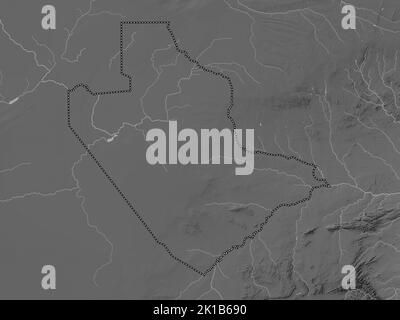 Central, district of Botswana. Grayscale elevation map with lakes and ...
