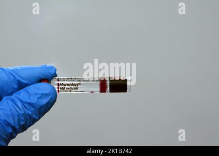 Cairo, Egypt, September 14 2022: Humalog 100 units ml solution for ...