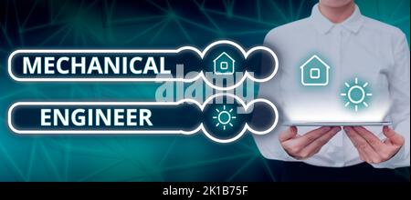 Hand writing sign Mechanical Engineer. Concept meaning Applied ...