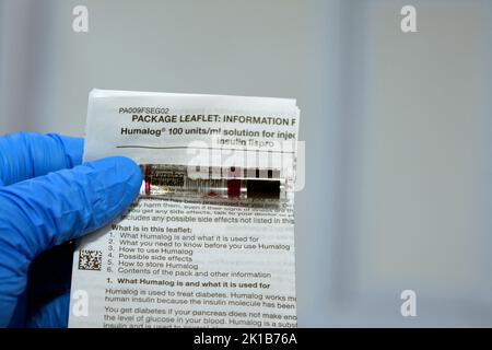 Cairo, Egypt, September 14 2022: Humalog 100 units ml solution for ...