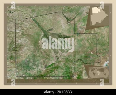 North-West, district of Botswana. High resolution satellite map ...