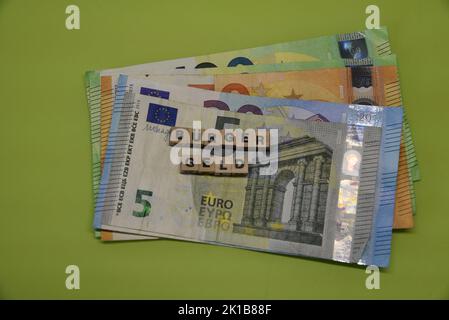 the german word a payment of the state with wodden bricks and a euro ...