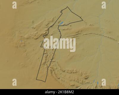 South-East, district of Botswana. Colored elevation map with lakes and ...