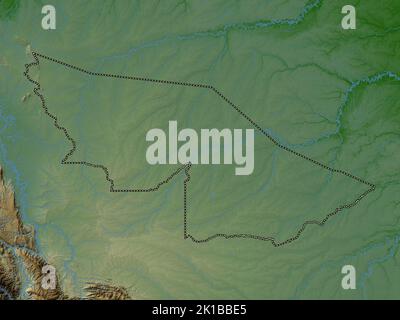 Acre, state of Brazil. Colored elevation map with lakes and rivers ...