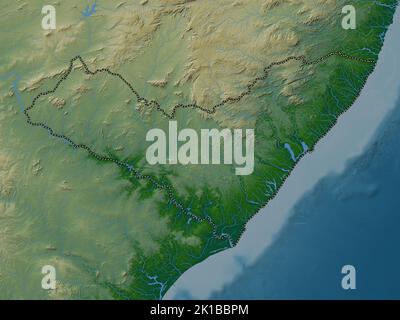 Alagoas, state of Brazil. Colored elevation map with lakes and rivers ...