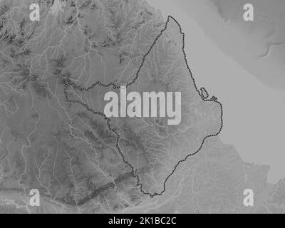 Amapa, state of Brazil. Grayscale elevation map with lakes and rivers ...