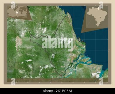 Amapa, state of Brazil. High resolution satellite map. Corner auxiliary ...