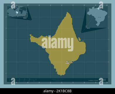 Amapa, state of Brazil. Solid color shape. Locations of major cities of ...