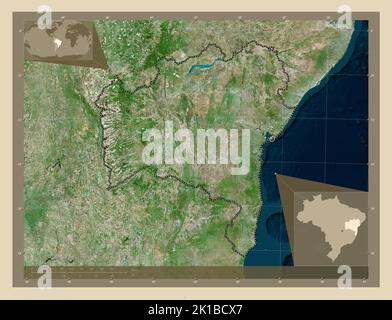Bahia, state of Brazil. High resolution satellite map. Locations and ...