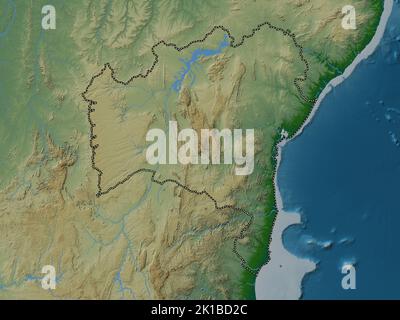 Bahia, state of Brazil. Colored elevation map with lakes and rivers ...