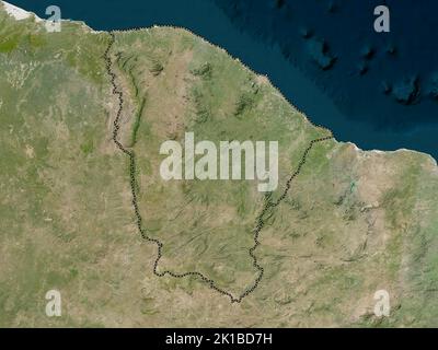 Ceara, state of Brazil. Low resolution satellite map. Locations and ...