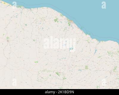 Ceara, state of Brazil. Open Street Map. Locations and names of major ...
