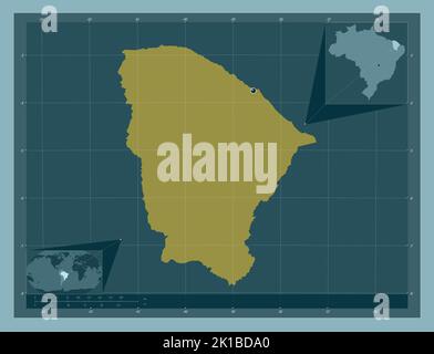 Ceara, state of Brazil. Solid color shape. Locations of major cities of ...