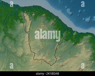 Ceara, state of Brazil. Colored elevation map with lakes and rivers ...