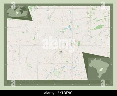 Goias, state of Brazil. Open Street Map. Locations of major cities of ...
