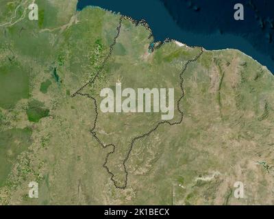 Maranhao, state of Brazil. Low resolution satellite map. Locations of ...