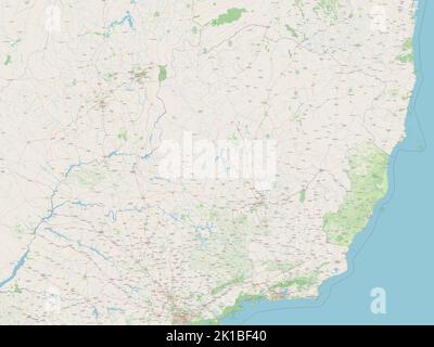 Minas Gerais, state of Brazil. Open Street Map. Locations and names of ...