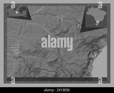 Parana, state of Brazil. Bilevel elevation map with lakes and rivers ...