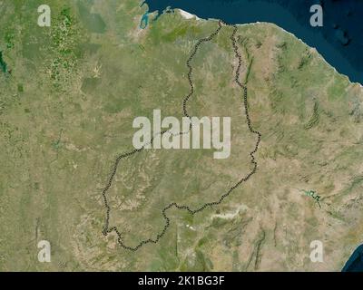 Piaui, state of Brazil. Low resolution satellite map. Locations and ...
