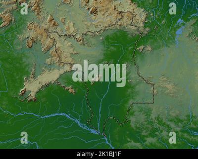 Roraima, state of Brazil. Colored elevation map with lakes and rivers. Corner auxiliary location ...
