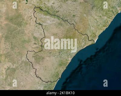 Sergipe, state of Brazil. Low resolution satellite map. Locations and ...