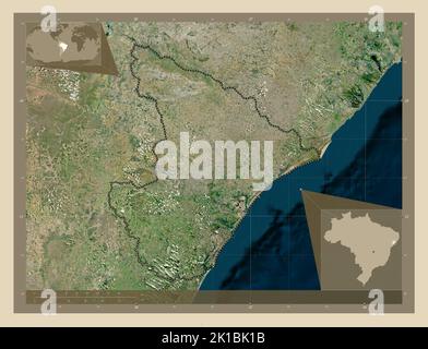 Sergipe, state of Brazil. High resolution satellite map. Locations of ...