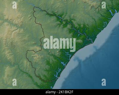 Sergipe, state of Brazil. Colored elevation map with lakes and rivers ...