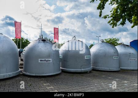 Containers for waste separation by color with the German labels , white ...