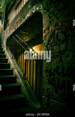 Stairs in a traboule, a covered passageway, Lyon, France Stock Photo ...