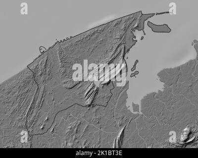 Brunei and Muara, district of Brunei. Elevation map colored in wiki ...
