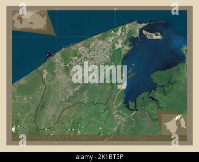 Brunei and Muara, district of Brunei. High resolution satellite map ...