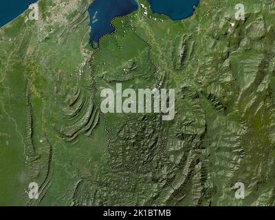 Temburong, district of Brunei. Low resolution satellite map. Locations ...