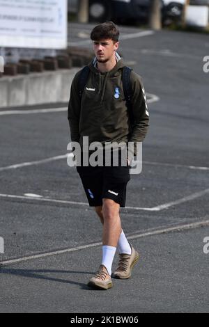 Oldham, UK. 17th Sep, 2022. Charlie Wellens of Oldham Athletic tussles ...