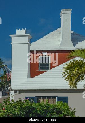 Bermuda Architecture Deep Orange-Red House Framed Within A White ...