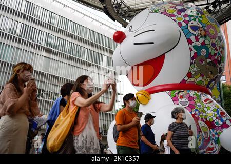 Tokyo, Japan. 17th Sep, 2022. A 10 meter tall Doraemon balloon ...