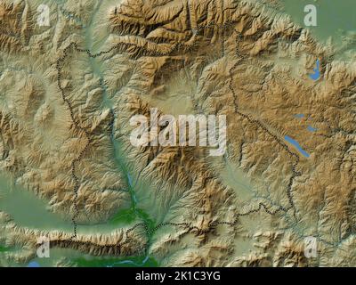 Blagoevgrad, province of Bulgaria. Colored elevation map with lakes and ...